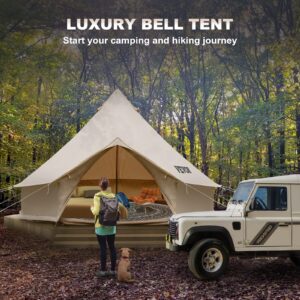 Happybuy Bell Tent for Family Camping Outdoor Hunting Party in 4 Seasons, 9.8ft/3m 100% Cotton Canvas Yurt Tent - w/Stove Jack, Luxury Glamping , Waterproof