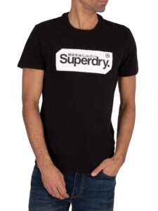 superdry mens core logo tag t-shirt, slim fit, black size s