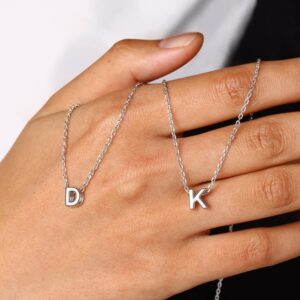 925 Sterling Silver Initial Necklace Letter Necklaces Delicate Dainty Small Pendant Necklace Silver Choker Necklace for Women J Initial Mothers Day Gifts for Mom