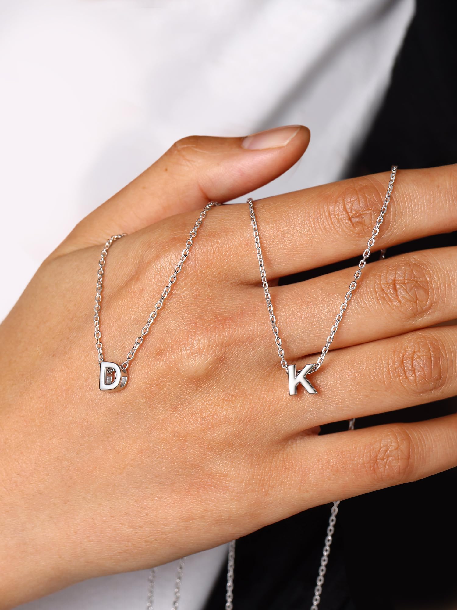 925 Sterling Silver Initial Necklace Letter Necklaces Delicate Dainty Small Pendant Necklace Silver Choker Necklace for Women J Initial Mothers Day Gifts for Mom