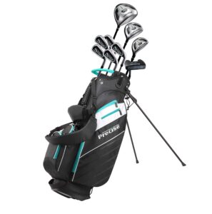 precise amg men's complete golf clubs package set includes titanium driver, s.s. fairway, s.s. hybrid, s.s. 6-pw irons, putter, bag, 3 h/c's right hand - choose size! (tall size +1", right hand)