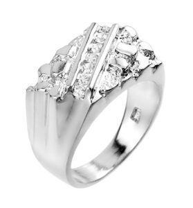 .925 sterling silver white cubic zirconia 3.8mm channel set nugget style tapered engagement or wedding ring - size 8