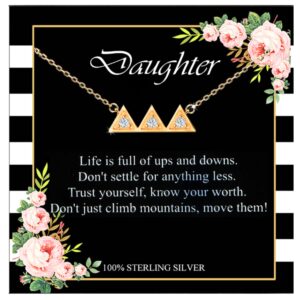 creatique sterling silver 925 daughter necklace, 18 karat gold plated, inspirational quote, meaningful gift for daughter, birthday, graduation, mother daughter jewelry