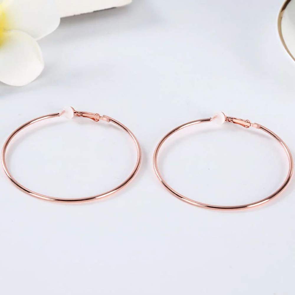 3 Pairs Clip On Earrings 60mm Big Hoop Earrings Set Non Piercing Earrings for Women,Gold Plated Rose gold Silver Hypoallergenic Hoop earrings (60mm-2.36")