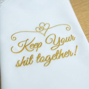 SAY HO UM Fun Wedding Handkerchiefs | Set of 6 | Keep Your Sht Together Gold