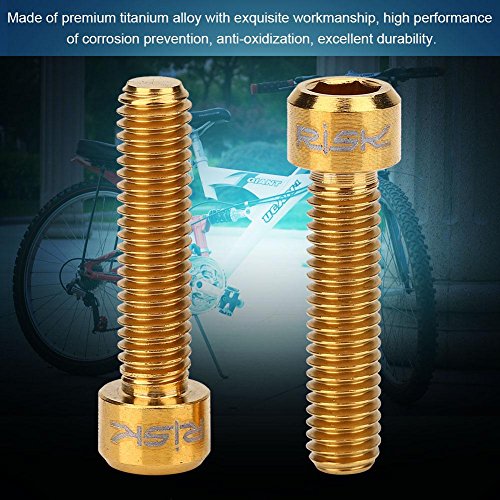 Bnineteenteam 2Pcs Alloy Disc Brake Caliper Screw Bolts M6 X 25mm Bolts Screws for Mountain Bike (Gold)