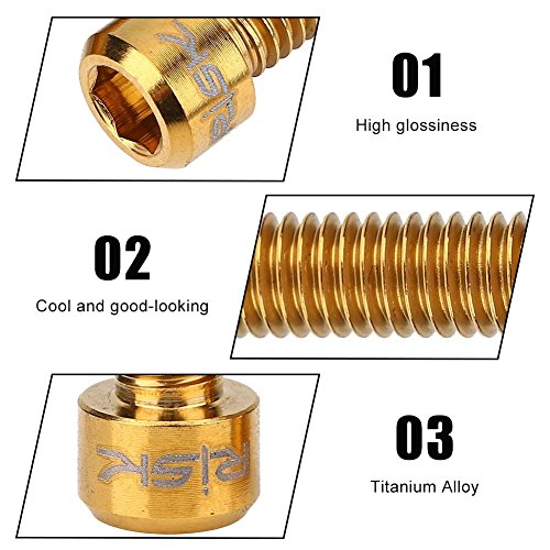 Bnineteenteam 2Pcs Alloy Disc Brake Caliper Screw Bolts M6 X 25mm Bolts Screws for Mountain Bike (Gold)