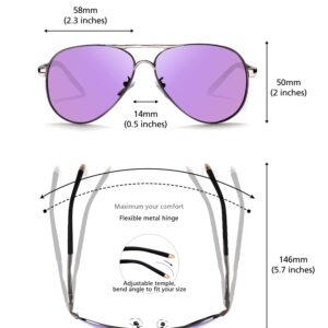 ROCKNIGHT Aviator Sunglasses for Women Polarized UV Protection Ladies Trendy Purple Sunglasses Mirrored Beach Fashion Sunglasses Present for Women