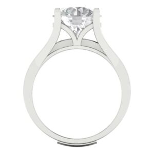 Clara Pucci 2.89ct Round Cut Solitaire Created White Sapphire Engagement Promise Anniversary Bridal Ring Band set 14k White Gold 5.5