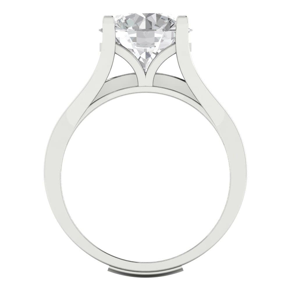 Clara Pucci 2.89ct Round Cut Solitaire Created White Sapphire Engagement Promise Anniversary Bridal Ring Band set 14k White Gold 5.5