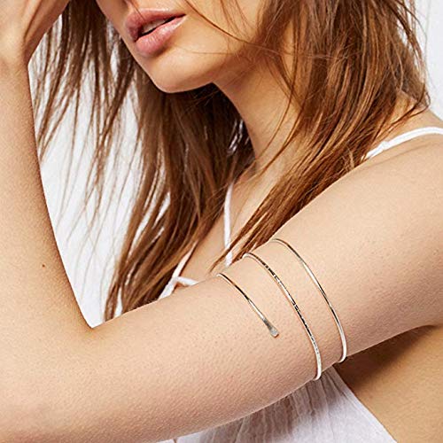 CSIYANJRY99 Silver Arm Cuff for Women Minimalist Upper Arm Cuff Jewelry Snake Arm Cuff Bracelet Open Layered Cuff Bangle Armband Armlet Jewelry