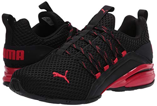 PUMA Mens Axelion Cross Trainer, SPARK PUMA Mens Black-High Risk Red, 10.5