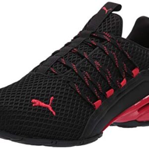 PUMA Mens Axelion Cross Trainer, SPARK PUMA Mens Black-High Risk Red, 10.5