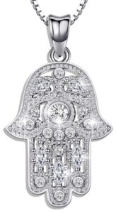 aniu 925 sterling silver jewelry for women, hamsa hand of fatima evil eye jewelry with cubic zirconia, comes with black jewelry gift box