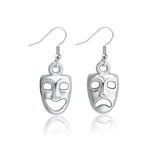 gzrlyf comedy and tragedy mask earrings drop dangle earrings drama masks jewelry theater gifts (drop dangle earrings)