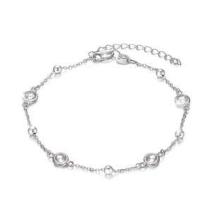 sterling silver planet galaxy anklet ankle bracelet with sparking cubic zirconia, wonderful beach time anklet for this spring & summer, anniversary birthday jewelry gifts for women