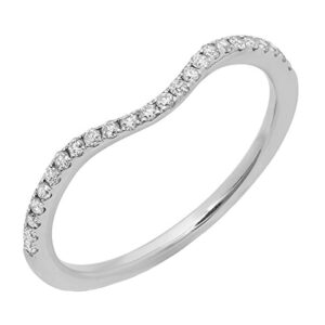 dazzlingrock collection 0.30 carat (ctw) round white cubic zirconia contour anniversray wedding band for women in 10k white gold size 6