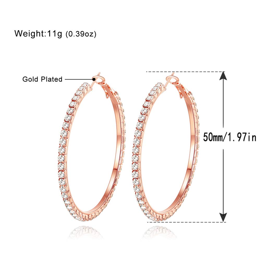 Cocadant 4 Pairs CZ 50mm Big Hoop Earrings Set for Women,Hypoallergenic Gold Hoop Earrings Silver Hoop Earrings Black Hoop Earrings for Women