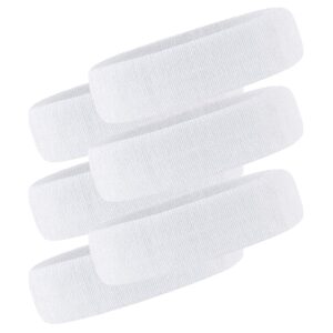 men & women sweatband headband terry cloth moisture wicking for sports,tennis,gym,work out (solid white)