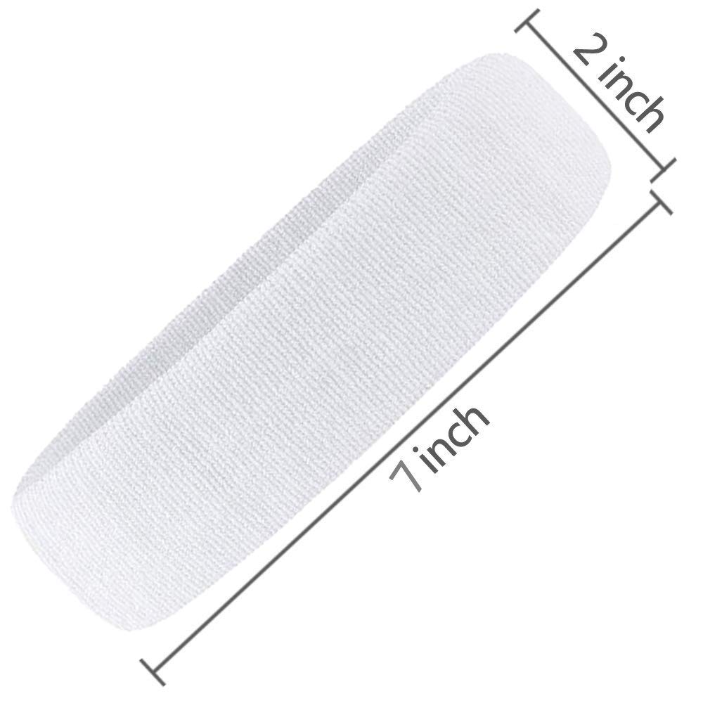 Men & Women Sweatband Headband Terry Cloth Moisture Wicking for Sports,Tennis,Gym,Work Out (Solid White)