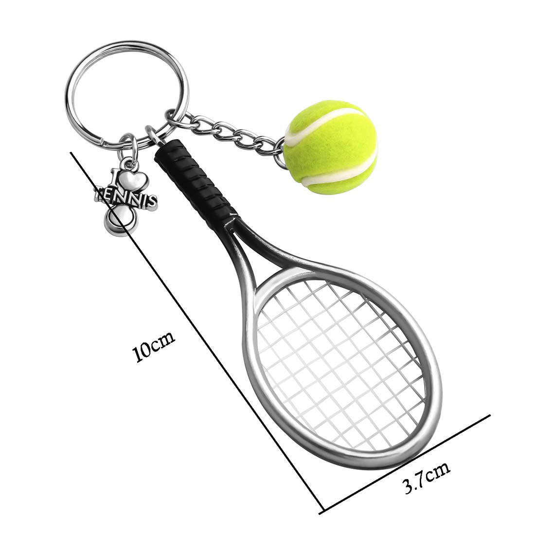 CHOORO Tennis Player Gifts 3D Mini Tennis Racket and Tennis Ball Keychain Set Tennis Gift for Tennis Lovers/Tennis Team/Tennis Coach (Tennis Ball Racket Keychain)