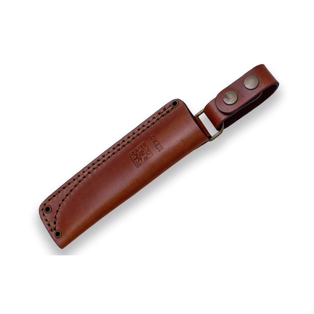 Joker Hunting and Mountain Knife Ember Scandi CN122, 4.13 inches Blade of SANDVIK 14C28N, Walnut Wood Handle, Brown Leather Sheath, Includes Paracord, Tool for Fishing, Hunting, Camping and Hiking