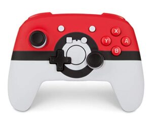 powera enhanced wireless controller for nintendo switch: pokemon poke ball red - nintendo switch, nintendo switch lite, gamepad, game controller, bluetooth controller, aa battery