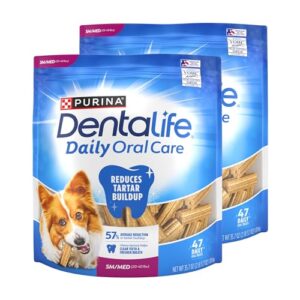 dentalife dentalife made in usa facilities small/medium dog dental chews, daily - (2) 47 ct. pouches