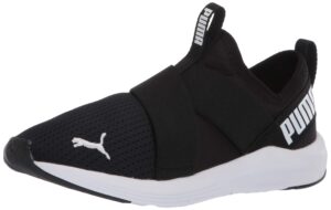 puma womens prowl slip on cross trainer, womens black womens white, 7