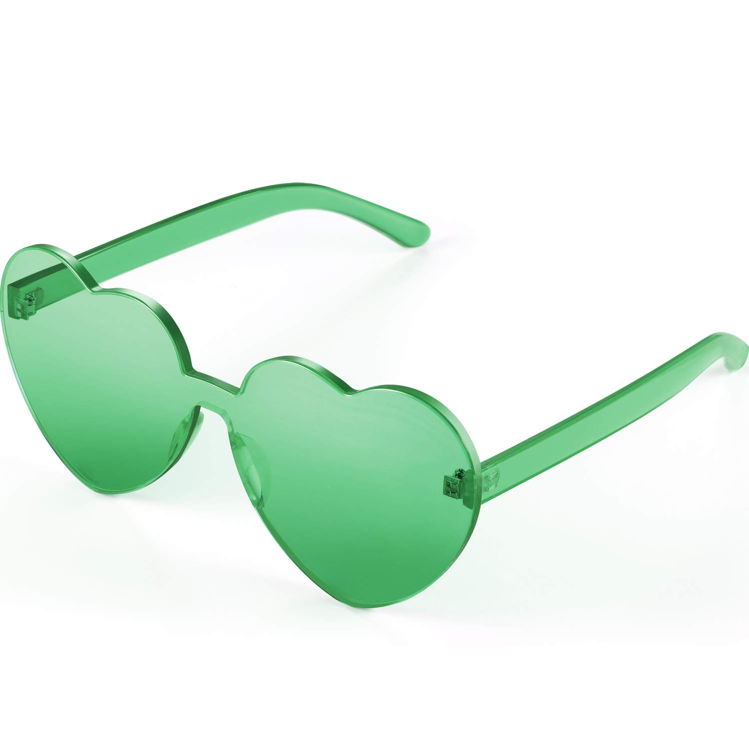 Maxdot Heart Shape Sunglasses Rimless Transparent Heart Glasses Party Favors (Green)