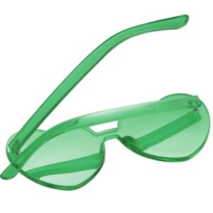 Maxdot Heart Shape Sunglasses Rimless Transparent Heart Glasses Party Favors (Green)