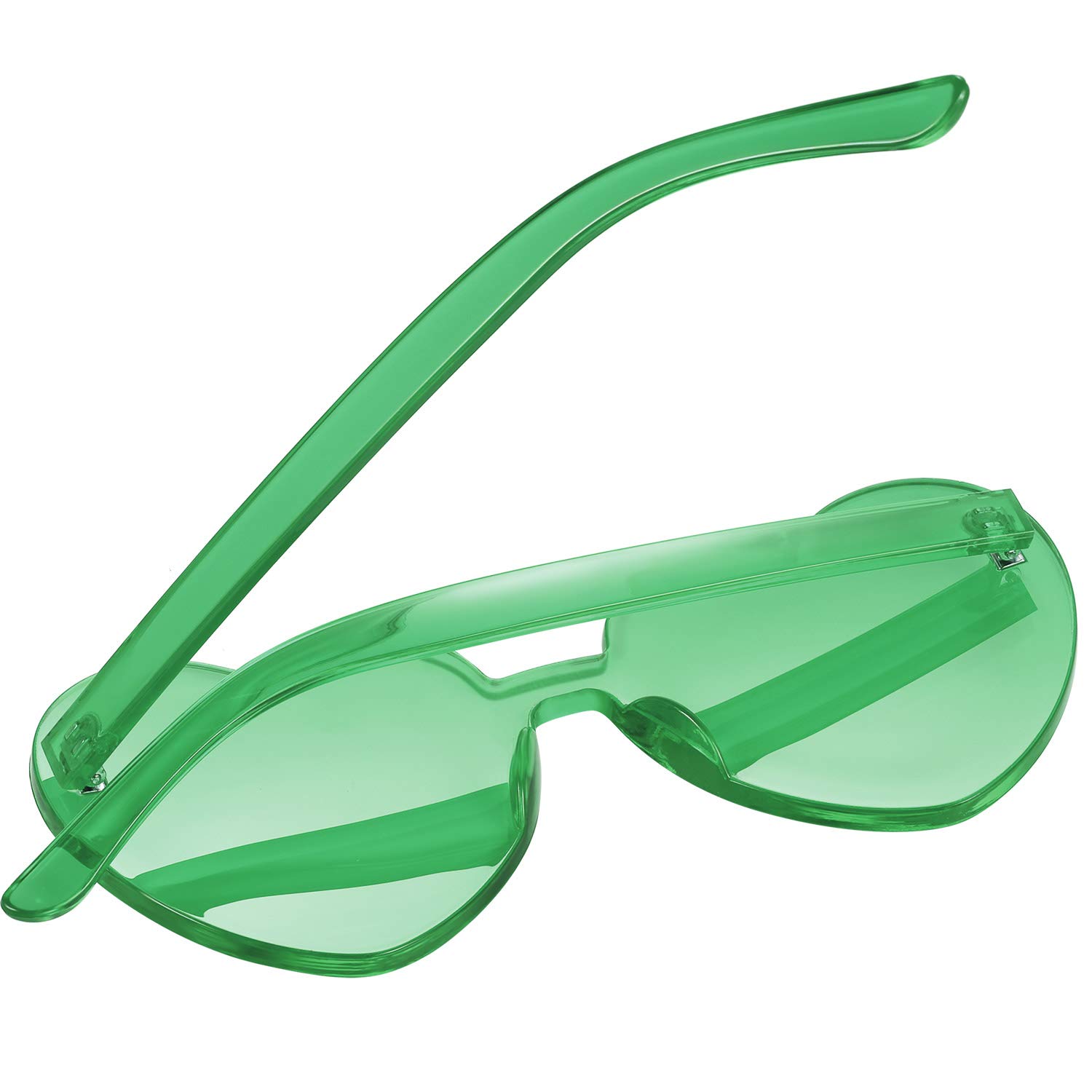 Maxdot Heart Shape Sunglasses Rimless Transparent Heart Glasses Party Favors (Green)