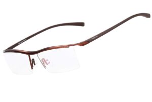 agstum pure titanium half rimless business glasses frame eyeglasses clear lens