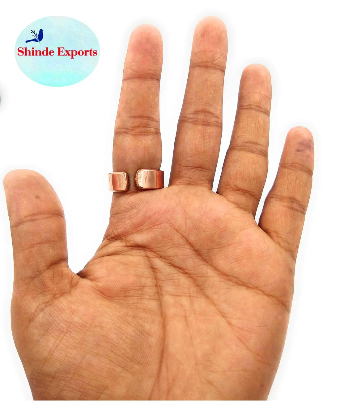 SHINDE EXPORTS pure copper adjustable finger ring for women Indian jewellery (Plain Ring 8mm)