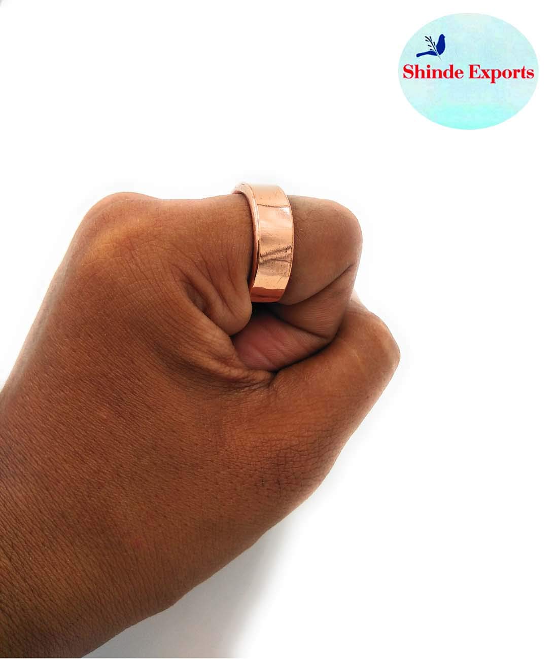 SHINDE EXPORTS pure copper adjustable finger ring for women Indian jewellery (Plain Ring 8mm)