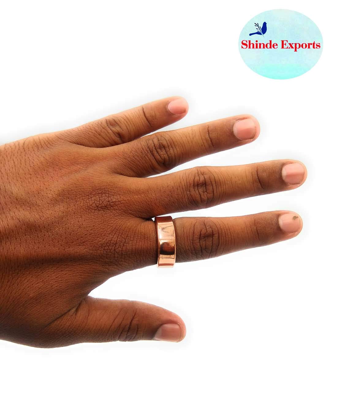 SHINDE EXPORTS pure copper adjustable finger ring for women Indian jewellery (Plain Ring 8mm)