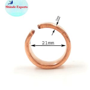 SHINDE EXPORTS pure copper adjustable finger ring for women Indian jewellery (Plain Ring 8mm)