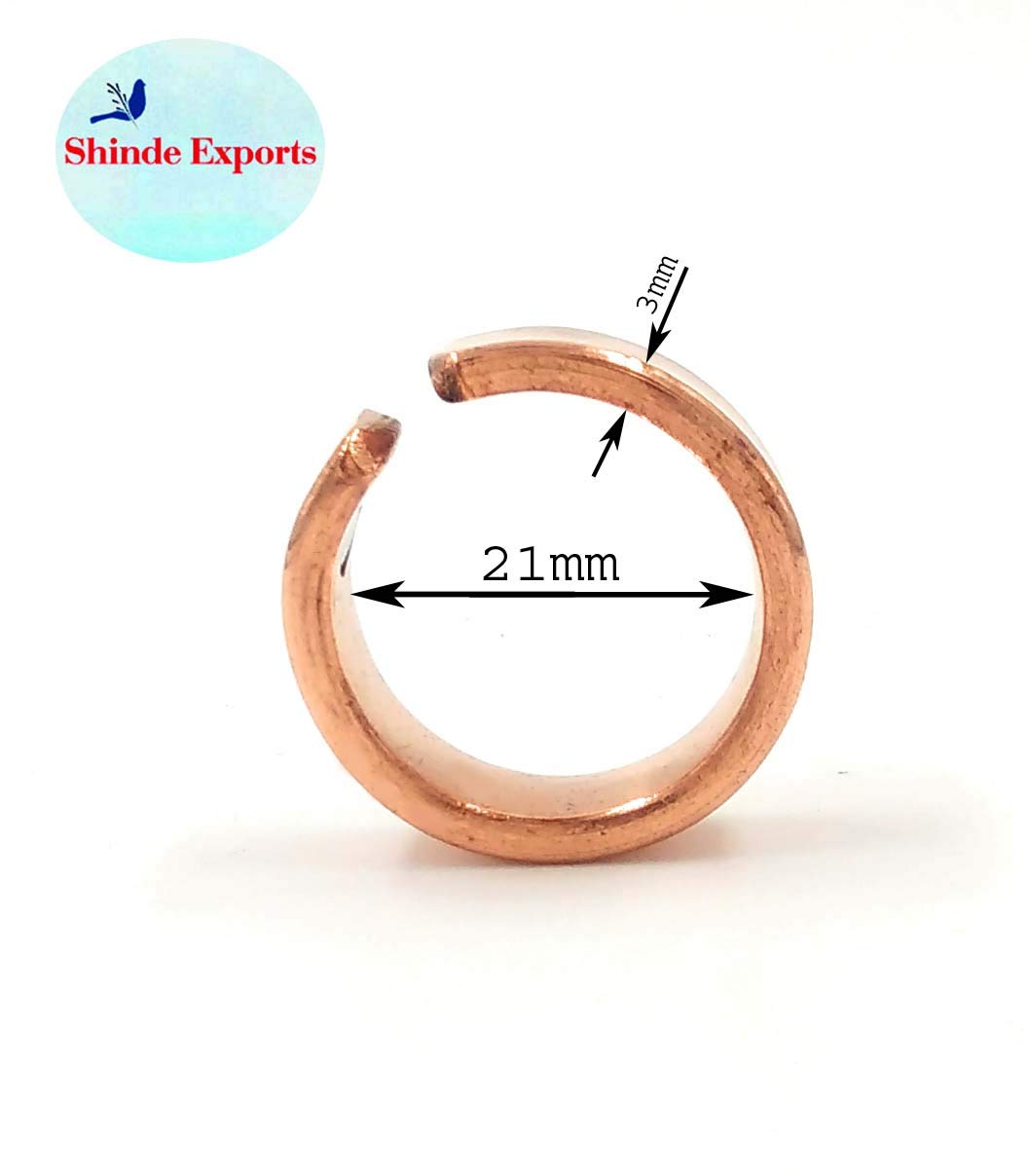 SHINDE EXPORTS pure copper adjustable finger ring for women Indian jewellery (Plain Ring 8mm)