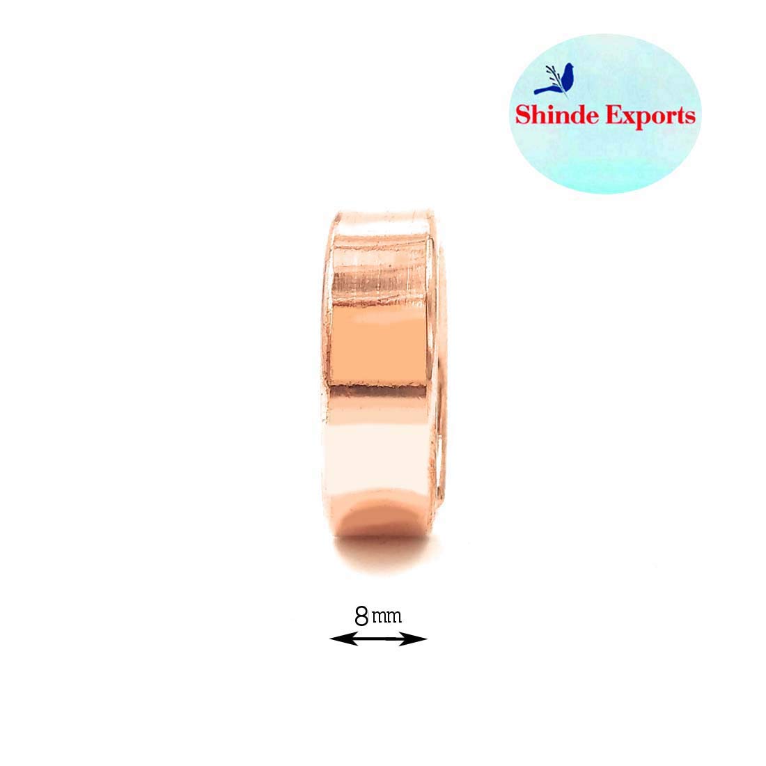 SHINDE EXPORTS pure copper adjustable finger ring for women Indian jewellery (Plain Ring 8mm)