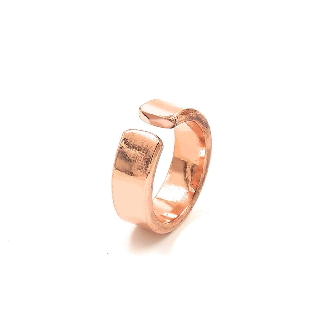 SHINDE EXPORTS pure copper adjustable finger ring for women Indian jewellery (Plain Ring 8mm)