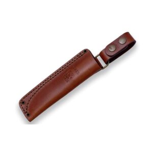 Joker Bushcraft Knife Ember F CN123, Walnut Wood Handle, Leather Sheath, 4.13 inches Blade of SANDVIK 14C28N Steel, Includes 78,74 inches of Paracord, Tool for Fishing, Hunting, Camping and Hiking