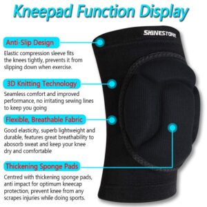 Shinestone Knee Protector, Protective Knee Pads, Thick Sponge Knee Pads Protector High Elastic Anti-Slip Collision Avoidance Knee Sleeves for Basketball and More Sports. (1 Pair) (08-knee pads,Medium)