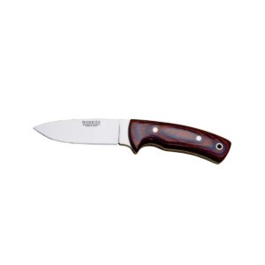 joker bushcraft corzo cr25 knife, stamina wood handle, 3.94 inches blade, with brown leather sheath, tool for fishing, hunting, camping and hiking