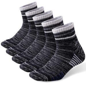 feideer men's casual crew socks, wicking cushion athletic socks for men, 5-pack, mid-weight, all-season (tj-1-5ms181bk-l)