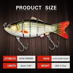 CharmYee Bass Fishing Lure Topwater Bass Lures Fishing Lures Multi Jointed Swimbait Lifelike Hard Bait Trout Perch Pack of 3