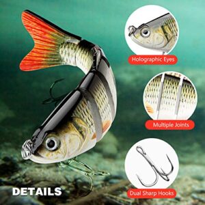 CharmYee Bass Fishing Lure Topwater Bass Lures Fishing Lures Multi Jointed Swimbait Lifelike Hard Bait Trout Perch Pack of 3