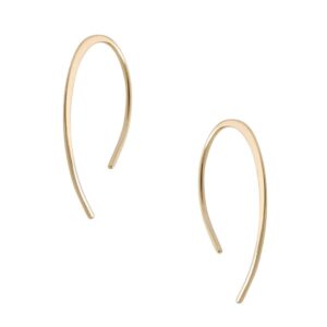 Humble Chic Upside Down Hoop Earrings - Hypoallergenic Lightweight Wire Needle Drop Dangle Threader Hoops for Women, Safe for Sensitive Ears, 1" inch - 18k Gold Plated