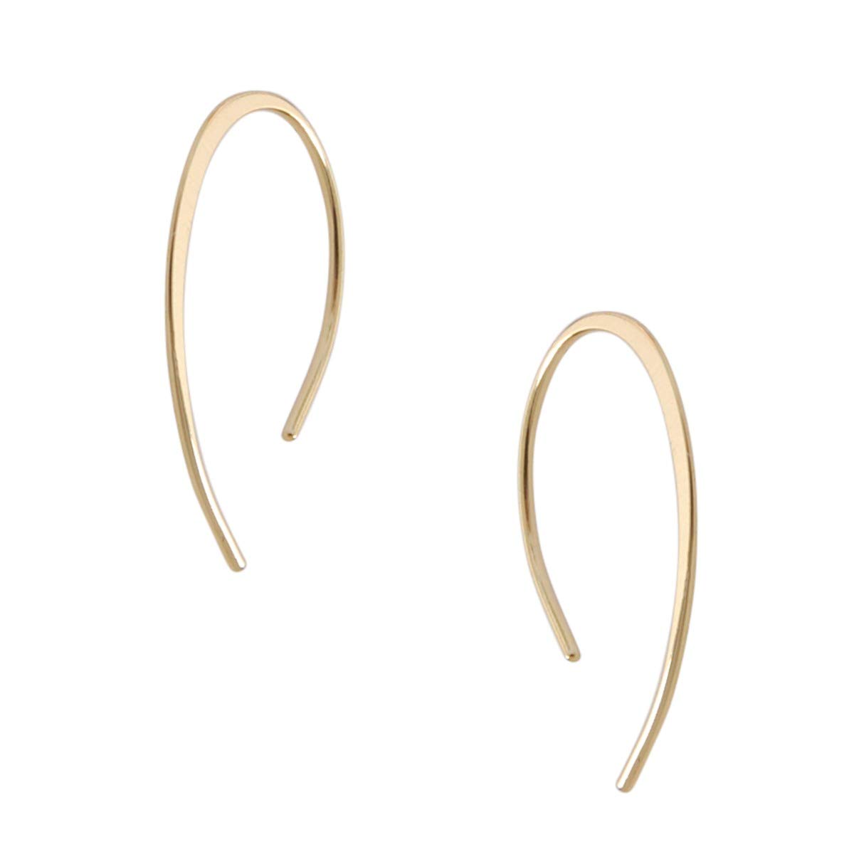 Humble Chic Upside Down Hoop Earrings - Hypoallergenic Lightweight Wire Needle Drop Dangle Threader Hoops for Women, Safe for Sensitive Ears, 1" inch - 18k Gold Plated