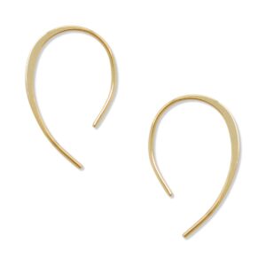 humble chic upside down hoop earrings - hypoallergenic lightweight wire needle drop dangle threader hoops for women, safe for sensitive ears, 1" inch - 18k gold plated