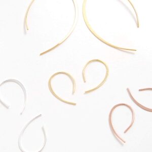 Humble Chic Upside Down Hoop Earrings - Hypoallergenic Lightweight Wire Needle Drop Dangle Threader Hoops for Women, Safe for Sensitive Ears, 1" inch - 18k Gold Plated